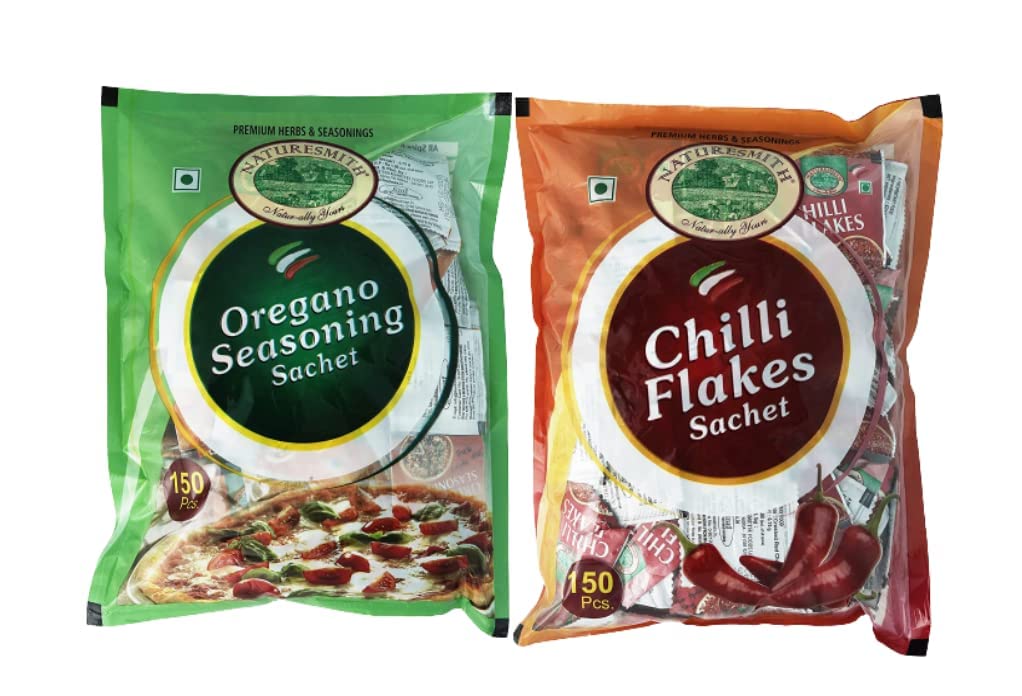 Naturesmith Chilli Flakes Sachet (150pieces) & Oregano Seasoning Sachet ...