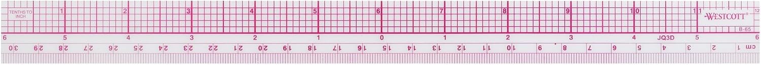 Westcott 10ths/Metric Beveled Ruler, 12-Inch/30cm (B-65), Clear ...