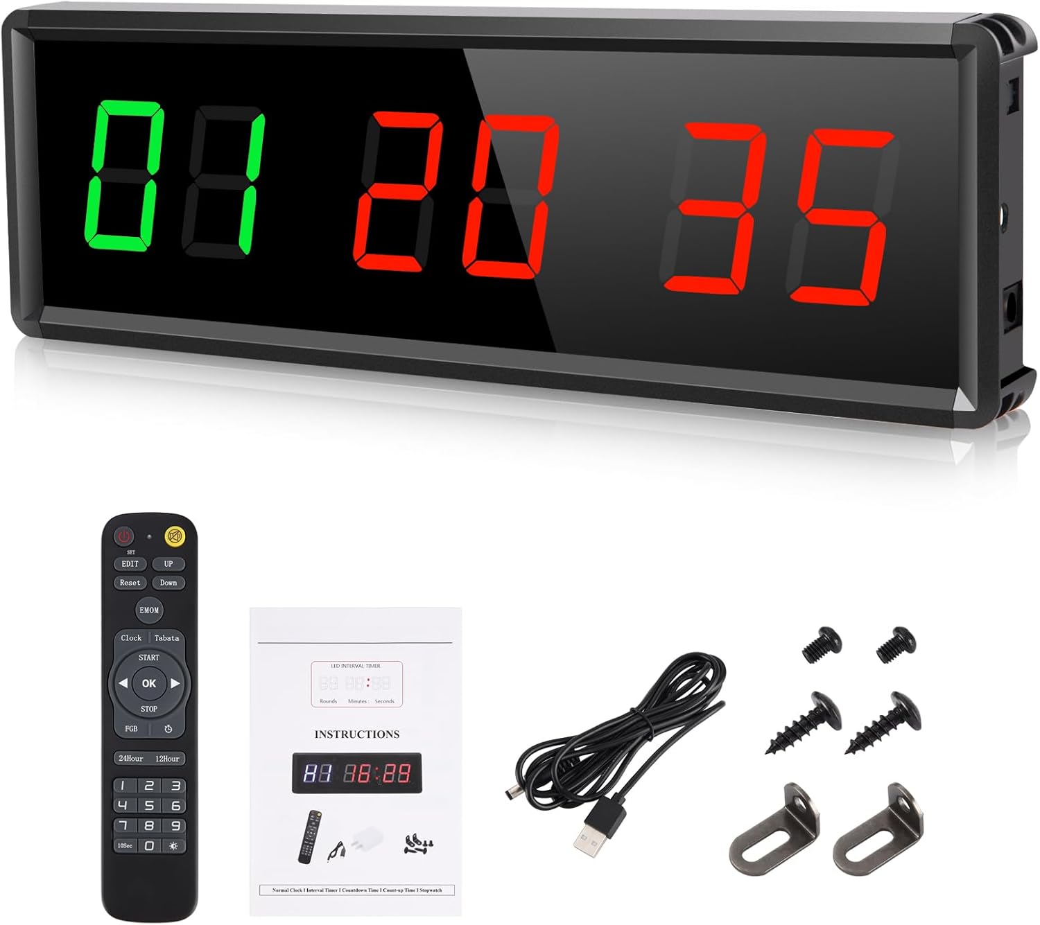 PELLOR Gym Timer, Gym Clock, LED Countdown Countdown Digital Wall Clock ...