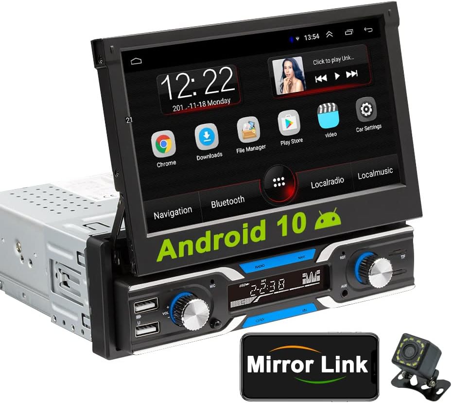 Amazon.com: Single Din Android 10 Car Stereo with Backup Camera, 7 Inch ...