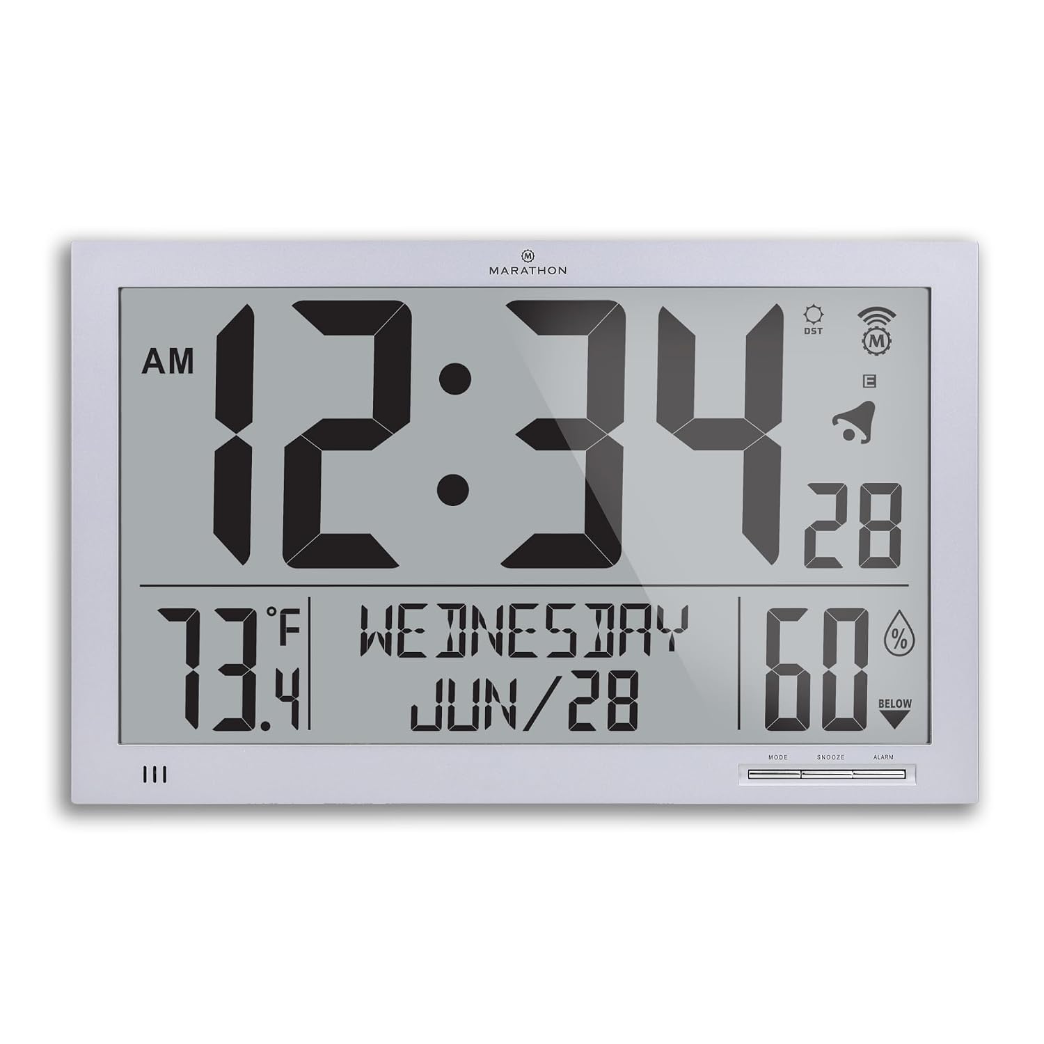Buy Marathon Slim Atomic Wall Clock. Jumbo Full Calendar Display ...