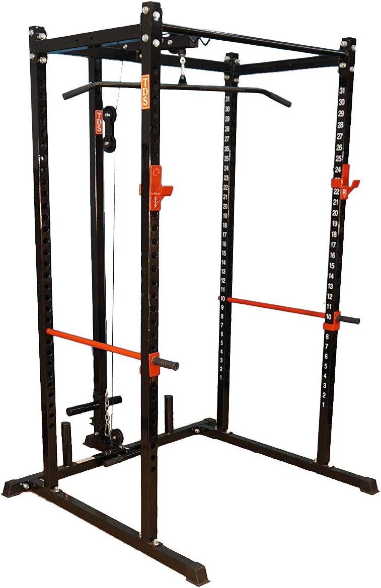 TDS Power Rack, Squat Cage (Black) with LAT/Row Attachment Package ...