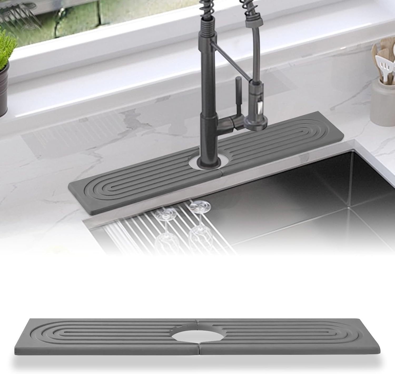 Amazon.com: 15.7In Stone Faucet Mat for Kitchen Sink Splash Guard ...