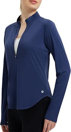 baleaf Women's Sun Shirts UPF50+ Half 1/4 Zip Shirt Rash Guard Long Sleeves SPF Lightweight ...