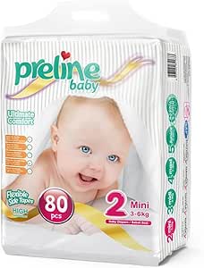 Amazon.com: Diapers Size 2 (6-13 lbs) Preline Disposable Baby Diapers ...