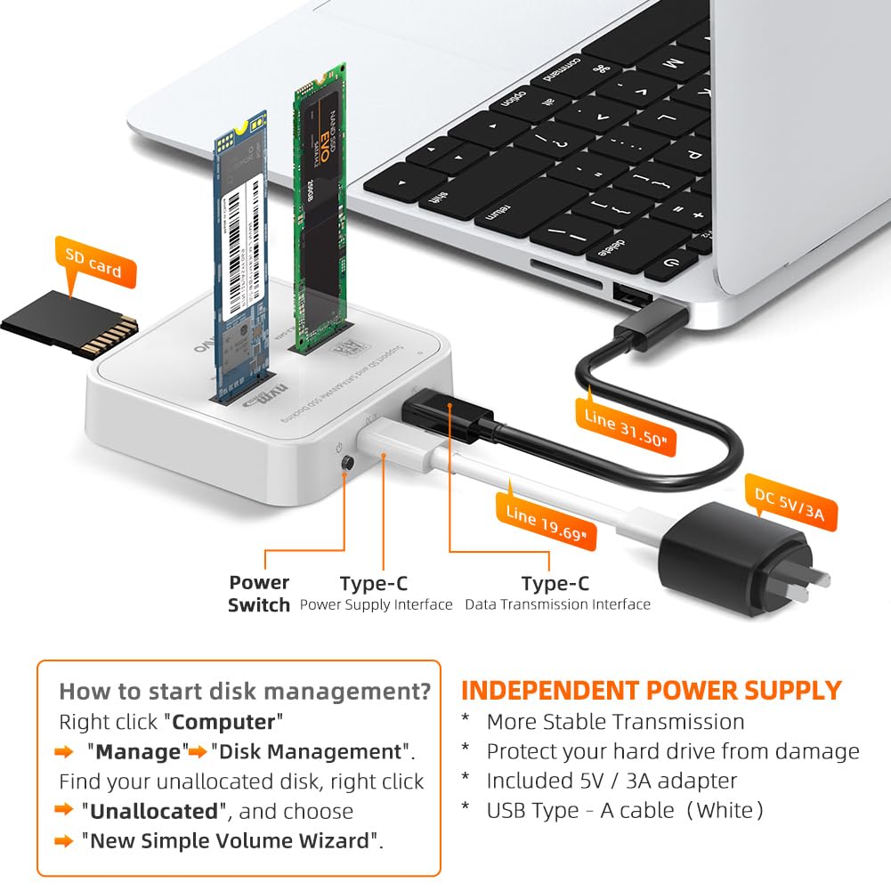 Snapklik.com : MAIWO Dual Bay M.2 NVMe SATA SSD Docking Station