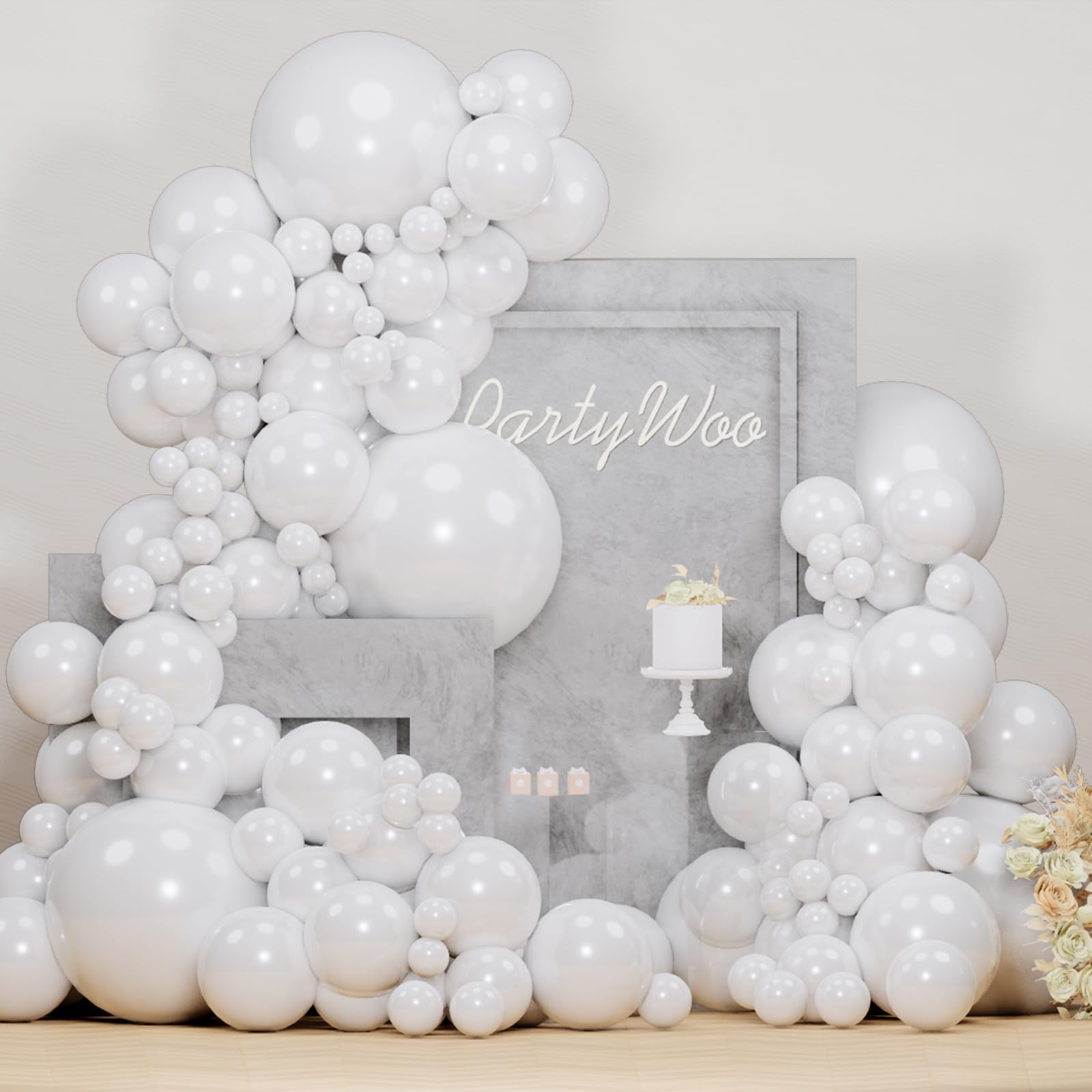 Amazon.com: PartyWoo Pearl White Balloons 142 pcs White Balloons Pearl ...