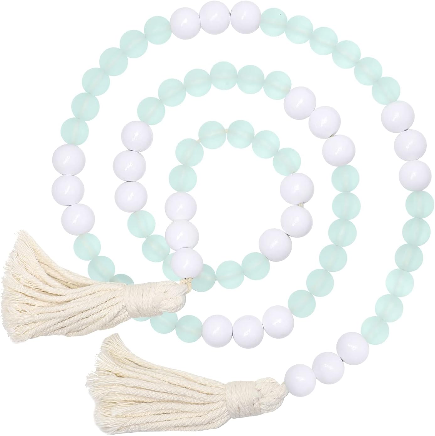 Amazon.com: CVHOMEDECO. 16 Feet Wood Beads Garland with Tassels ...