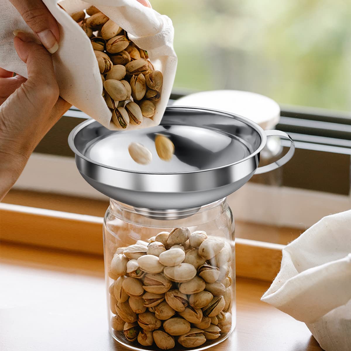 Food Funnel 3-Piece Stainless Steel Canning Funnel Set With Strainer ...
