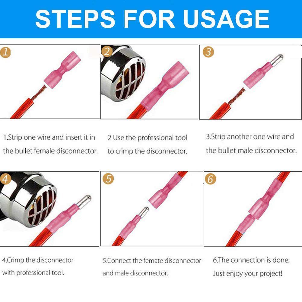 Snapklik.com : Teansic Heat Shrink Bullet Connectors,100pcs Female ...