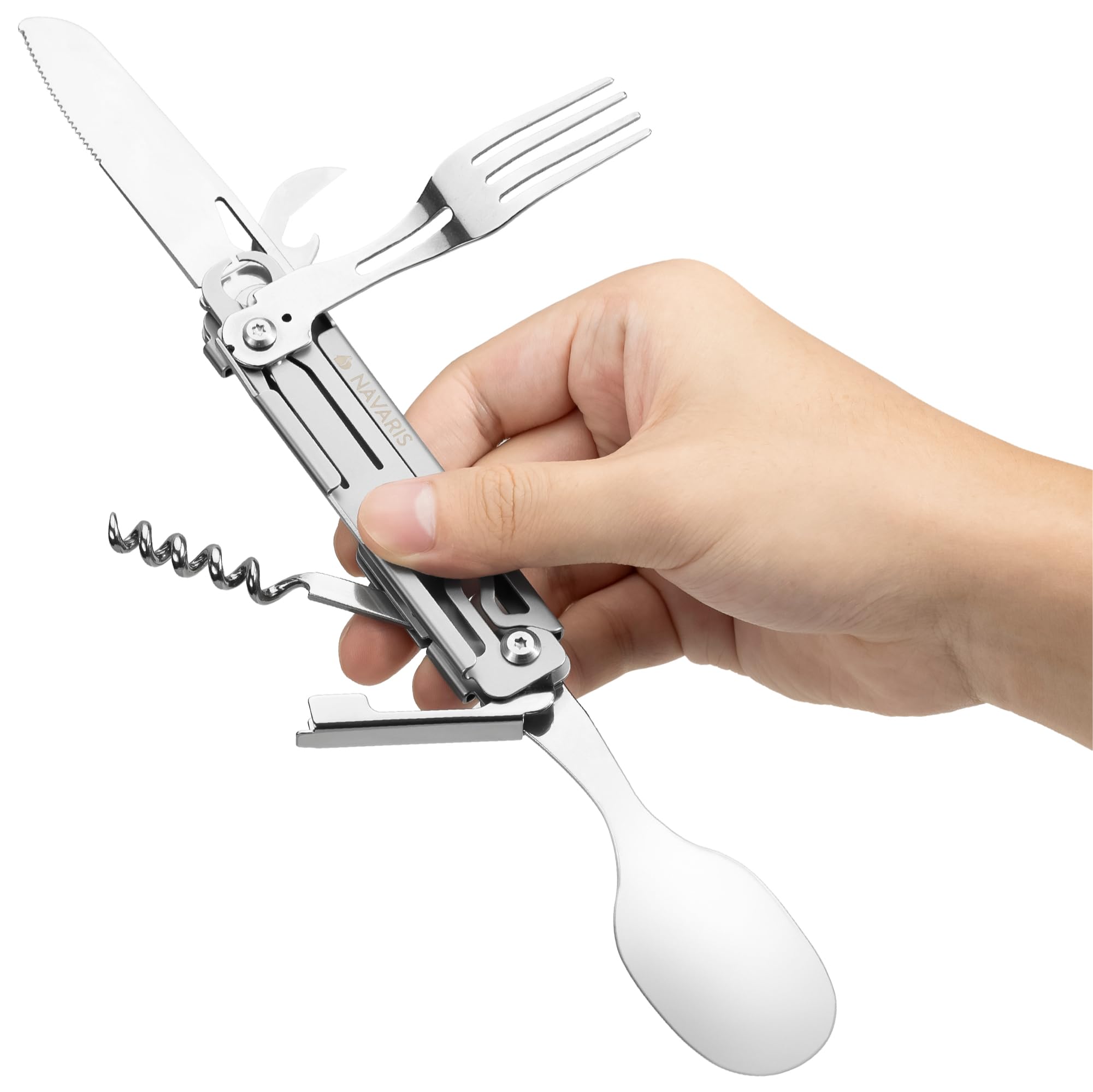 Amazon.com : Navaris Camping Cutlery Multitool - Folding Stainless ...