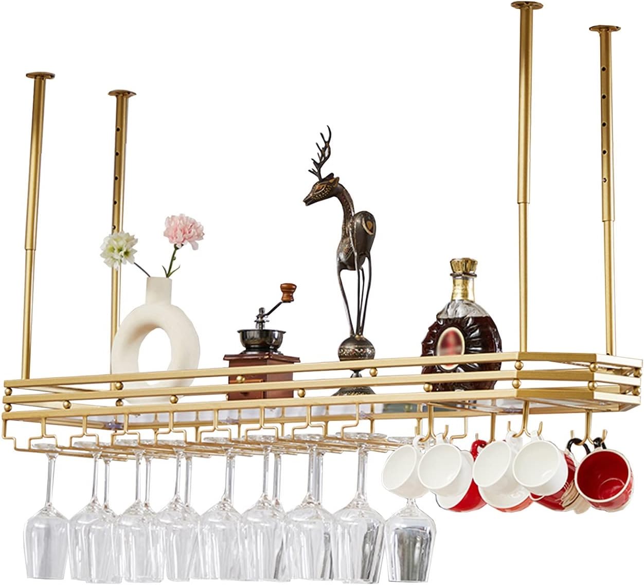 Amazon.com: Wine Glass Rack Ceiling Mounted, Adjustable Stainless Steel ...