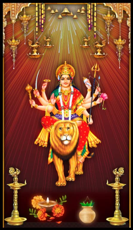 Talambralu Navaratri Durga Devi Design Backdrop Cloth for Dussehra ...