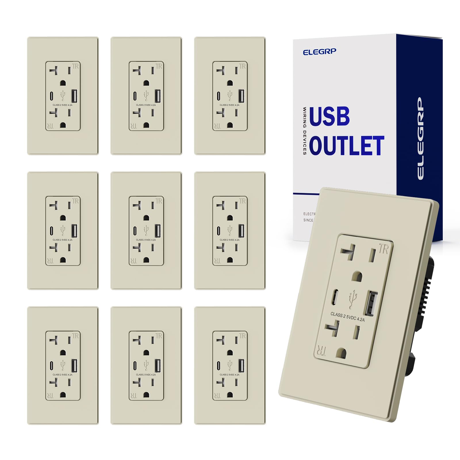 Snapklik.com : USB A & USB C Wall Outlet, 20 Amp Duplex Tamper ...