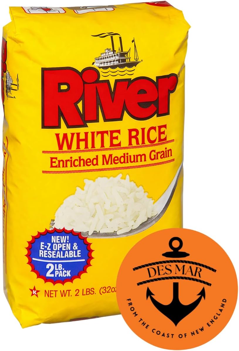 Amazon.com : RIVER White Rice - Enriched Medium Grain NET WT. 2 LBS (32 ...