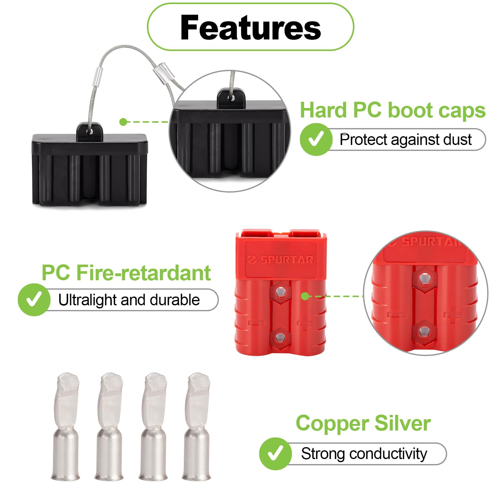 Snapklik.com : 50A Battery Quick Connect/Disconnect, 2Pcs 6 AWG Wire 12 ...