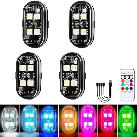 4 PCS Wireless LED Strobe Lights with Remote Control,8 Colors USB ...