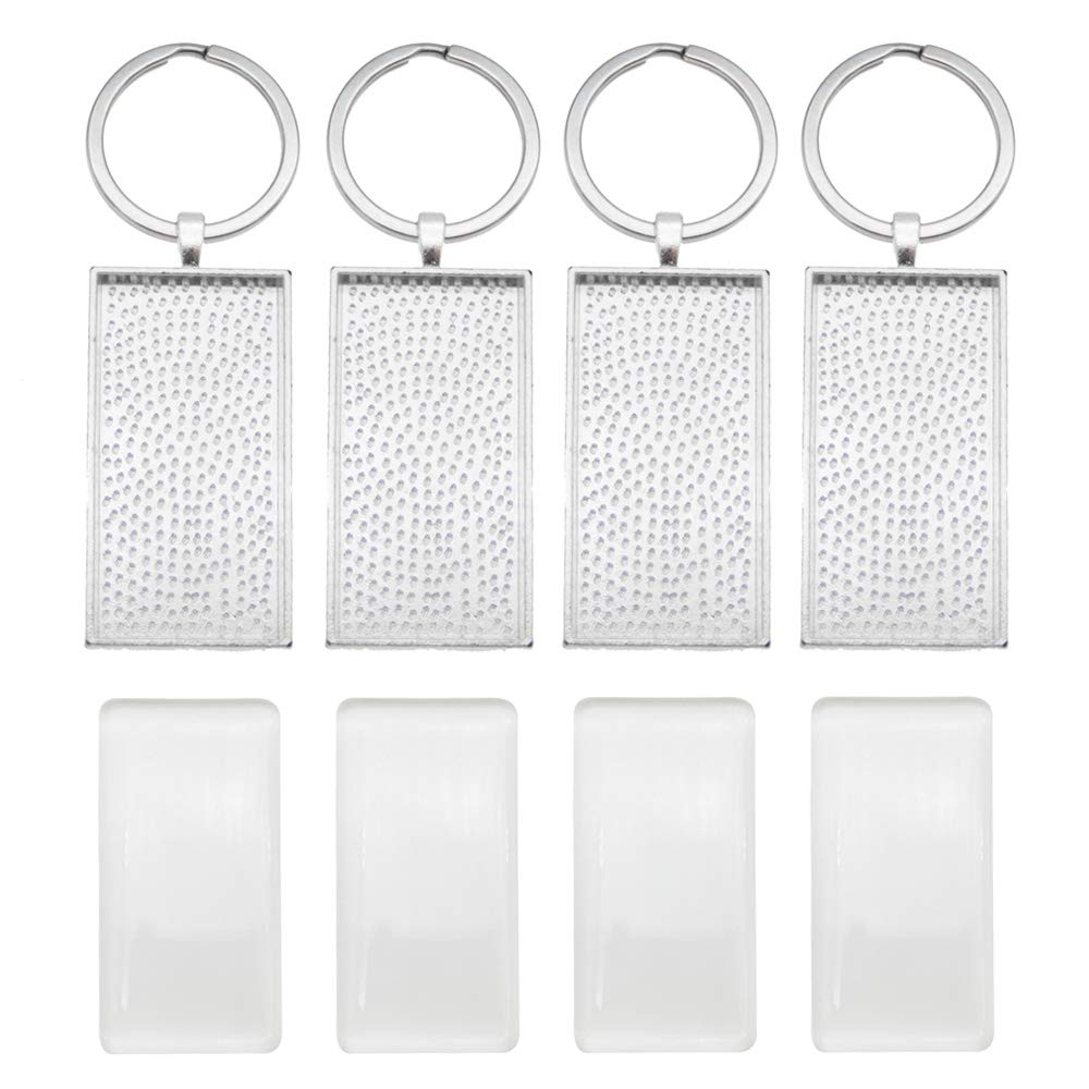 Amazon.com: 4 Sets Silver Rectangle Metal Blank Bezel Frames with Split ...