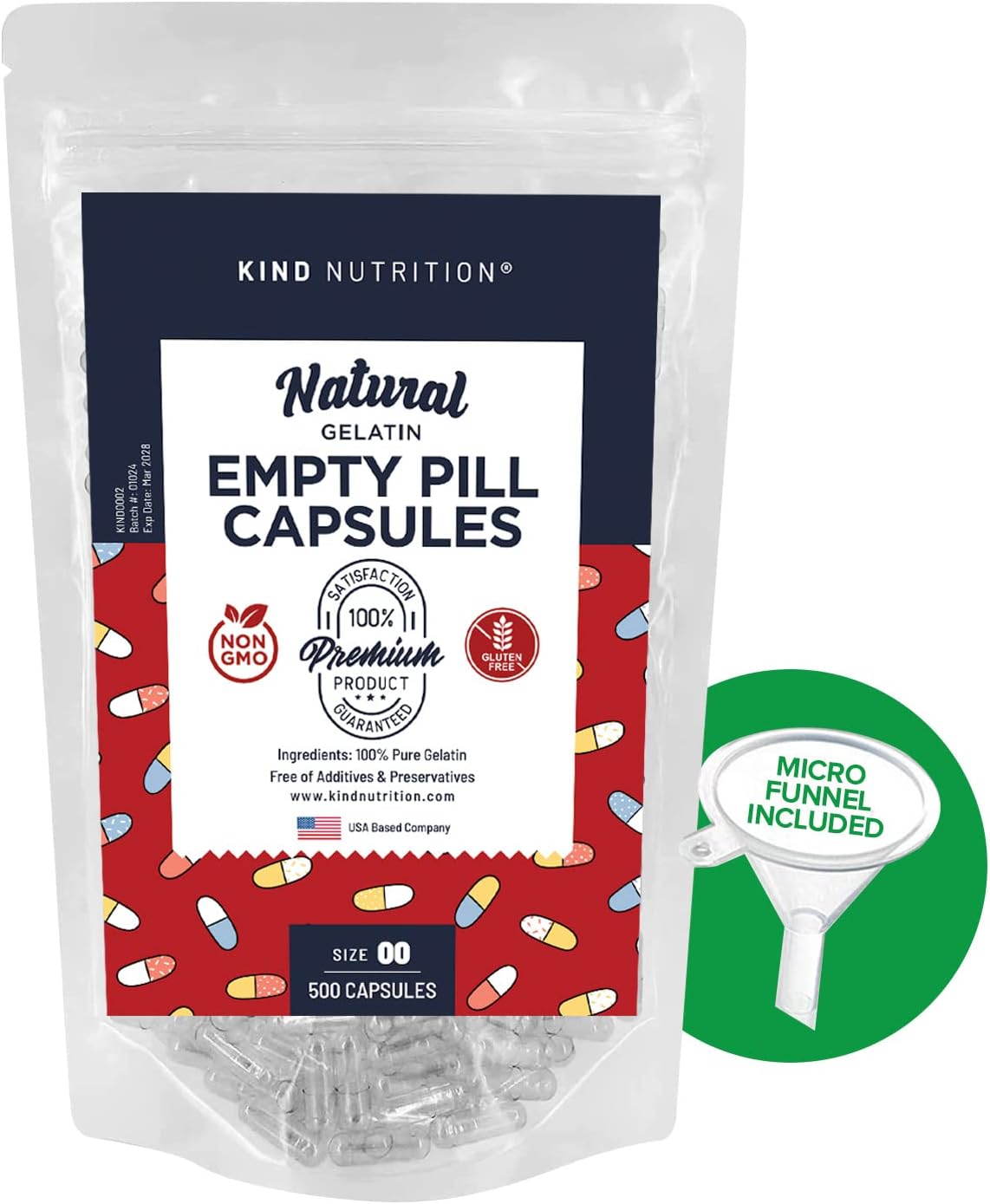 Amazon.com: KIND Innovations Empty Gel Caps Gelatin Empty Capsules Size ...