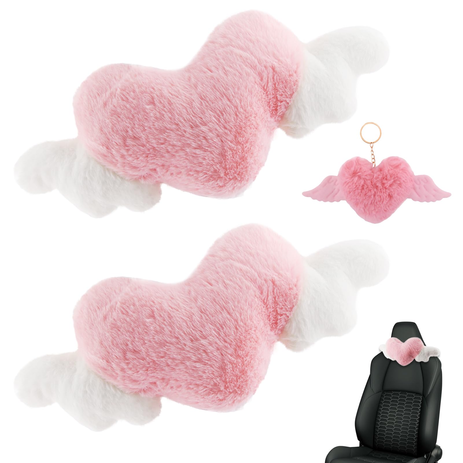 Amazon.com: QWLWBU 2 Pcs Heart-Shaped Car Headrest,Cute Car Headrest ...