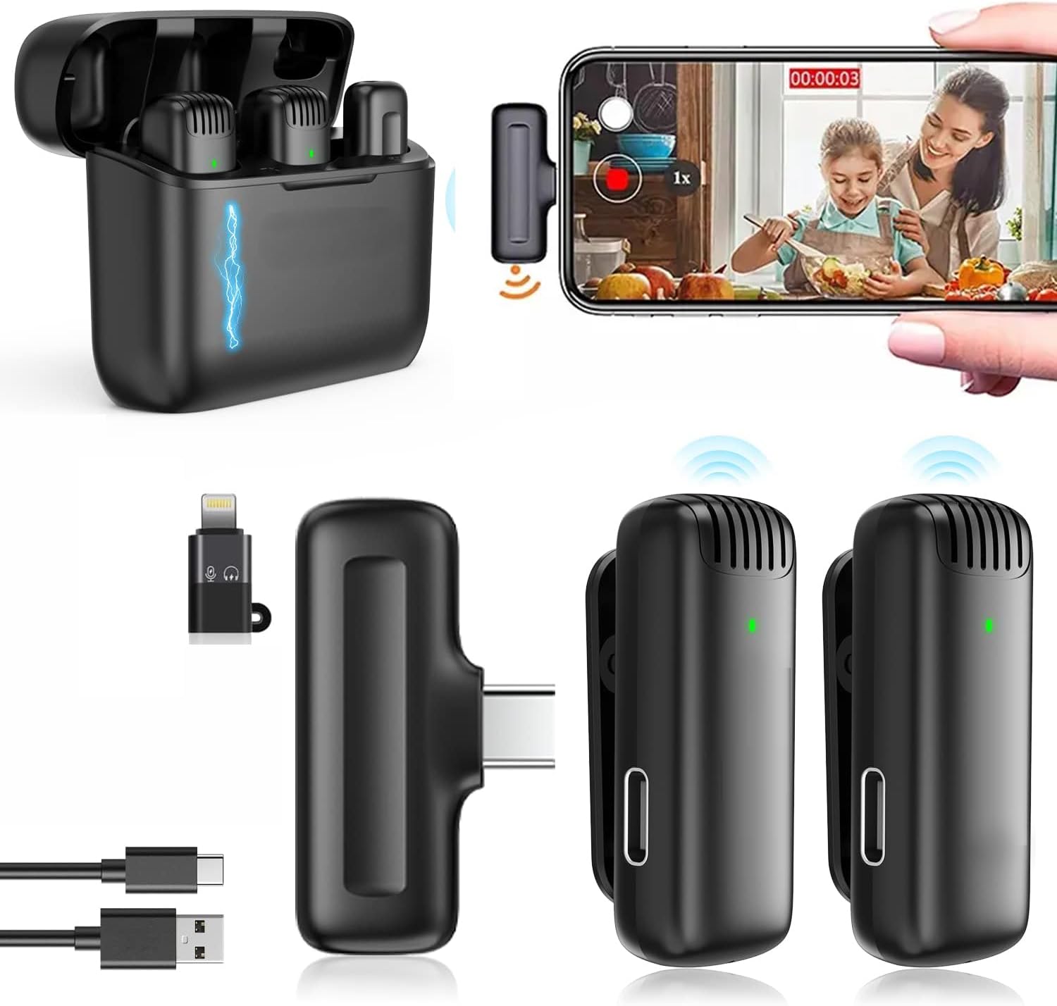 Portronics Vlogmate 2 Dual Wireless Microphone with Type C & 8 Pin ...