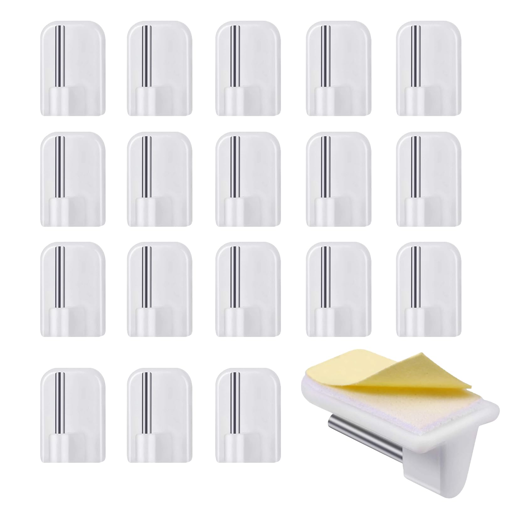 20 Packs Plastic Net Curtain Rod Self Adhesive Hooks,Key Pendant Door ...