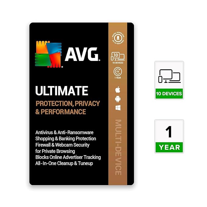 AVG Ultimate | 10 Devices 1 Year | Windows PC, Mac, Android & iOS ...