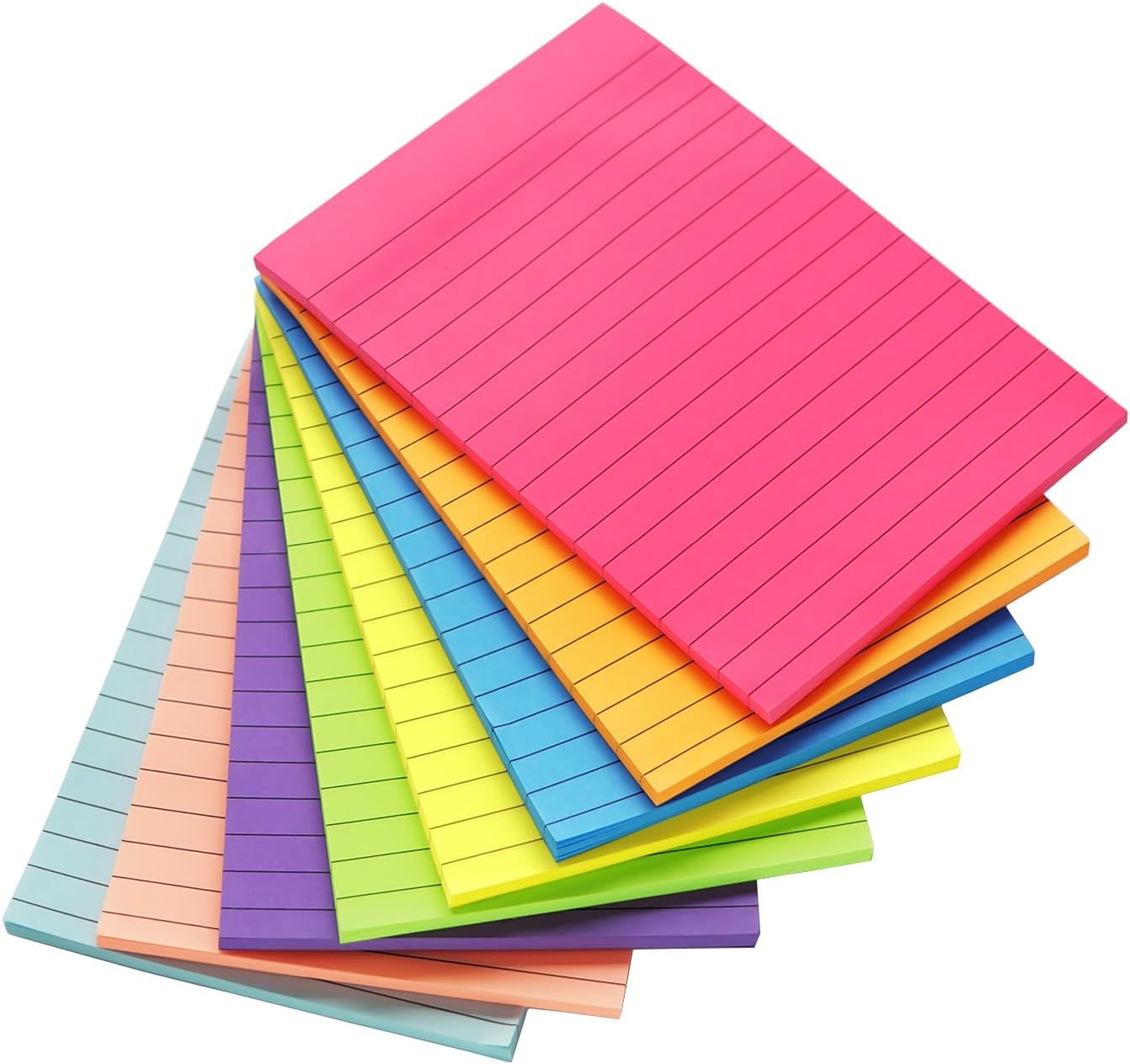 Amazon.com : EOOUT 8 Pack Lined Sticky Notes 4x6 Inches, Pastel Ruled ...