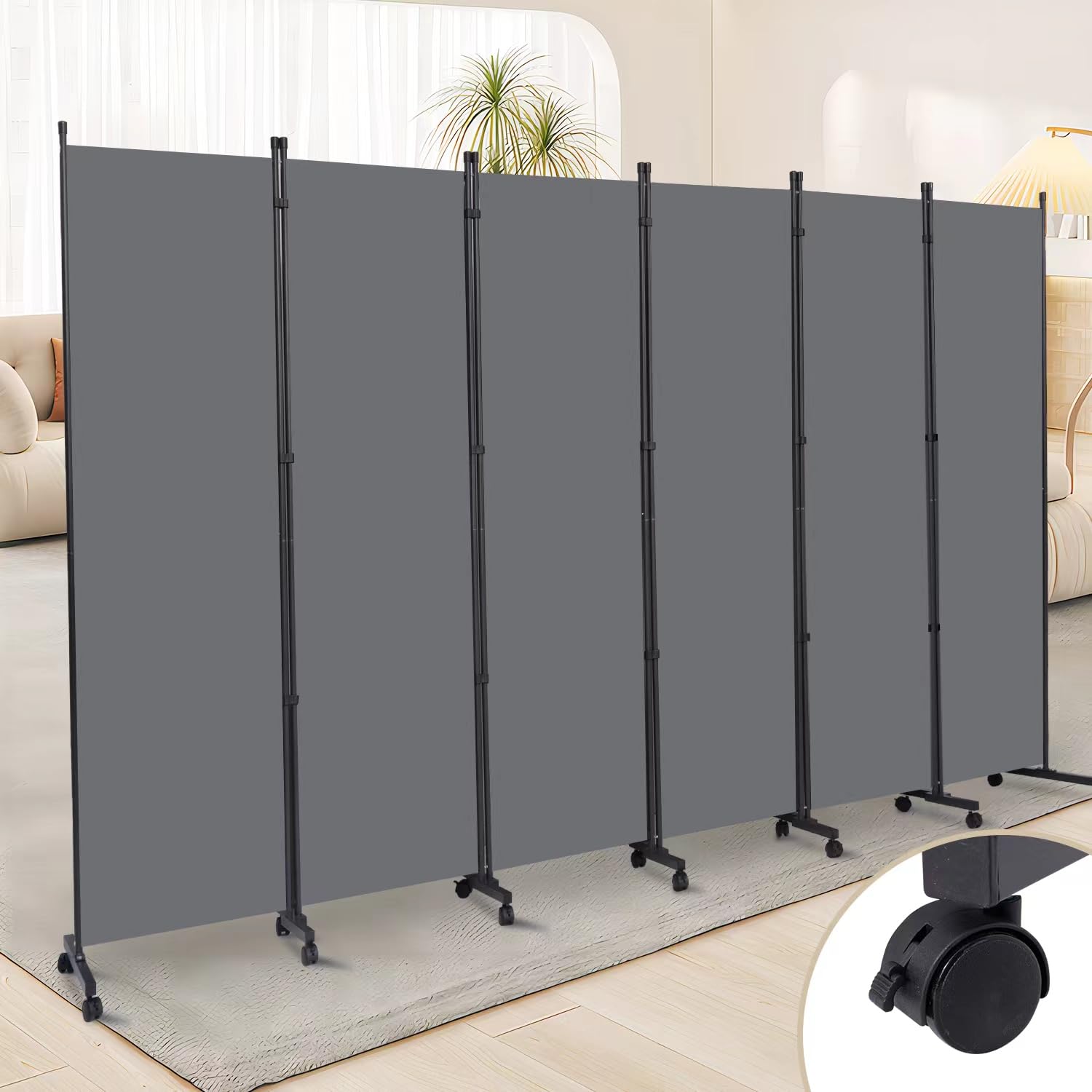 Amazon.com - Room Divider 6 Panel Room Dividers/Wheels, Fabric Room ...