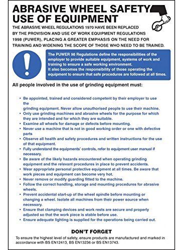 Caledonia Signs 58125 Abrasive Wheel Regulations Poster : Amazon.co.uk ...