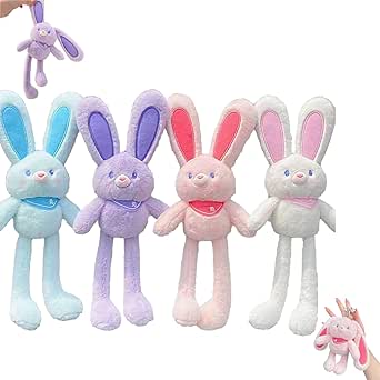 Pull-Up Rabbit Plush Toy, Funny Interactive Bunny Keychain With Pull ...