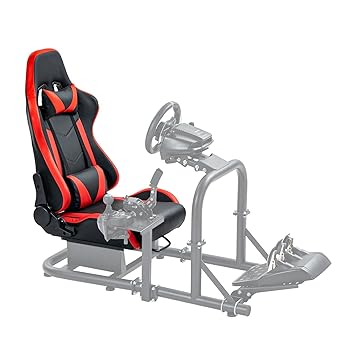 Gazzyt Racing Simulator Cockpit Red Racing Seat with Neck Pillow and ...
