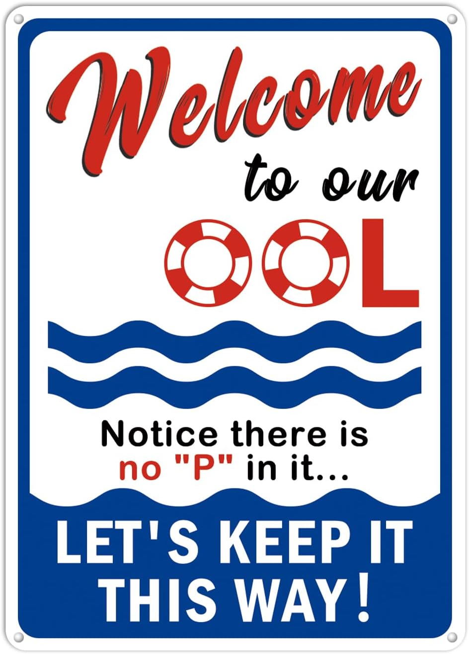 Amazon.com : Eyoloty 14 x 10" Funny Pool Sign "Welcome To Our OOL ...
