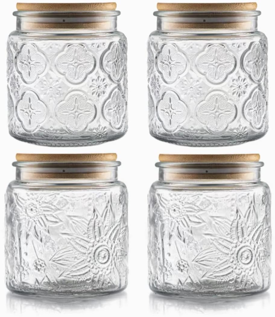 Amazon.com: Set of 4 Vintage Glass Airtight Storage Jars, 17 FL OZ ...