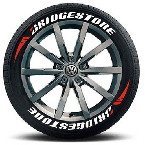 TYRE DÉCOR Permanent Rubber Tyre 3D Stickers and Arc for 4 Tyres (White ...