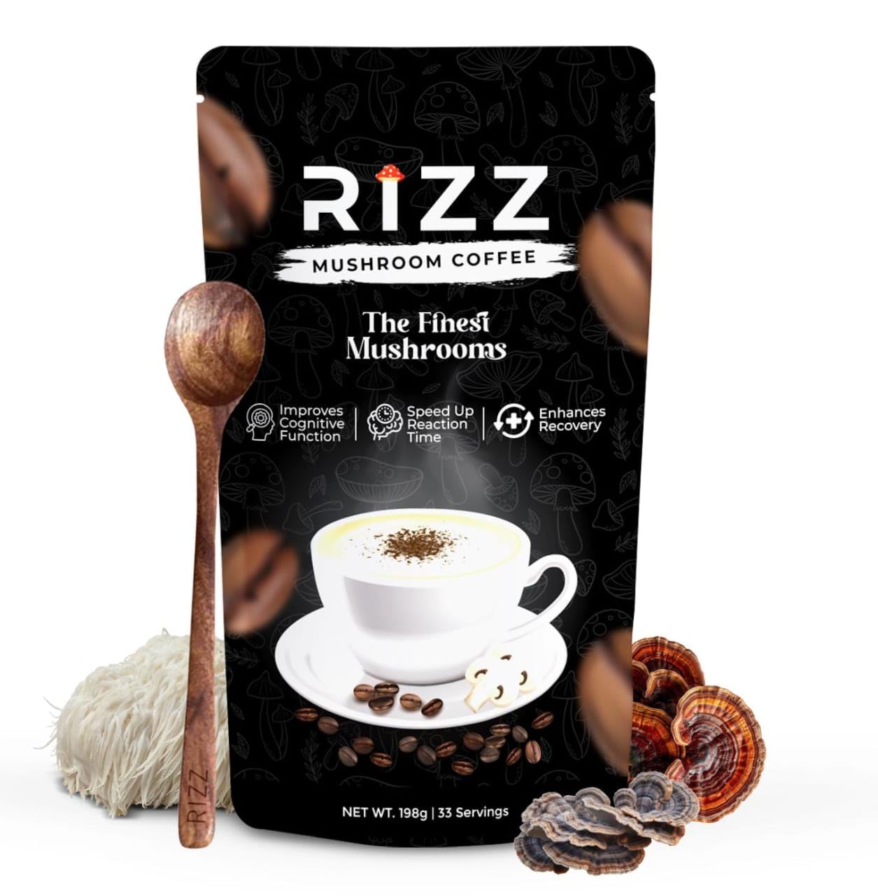 Amazon.com : RIZZ Mushroom Coffee, 6 Adaptogenic Mushrooms and MCT Oil ...