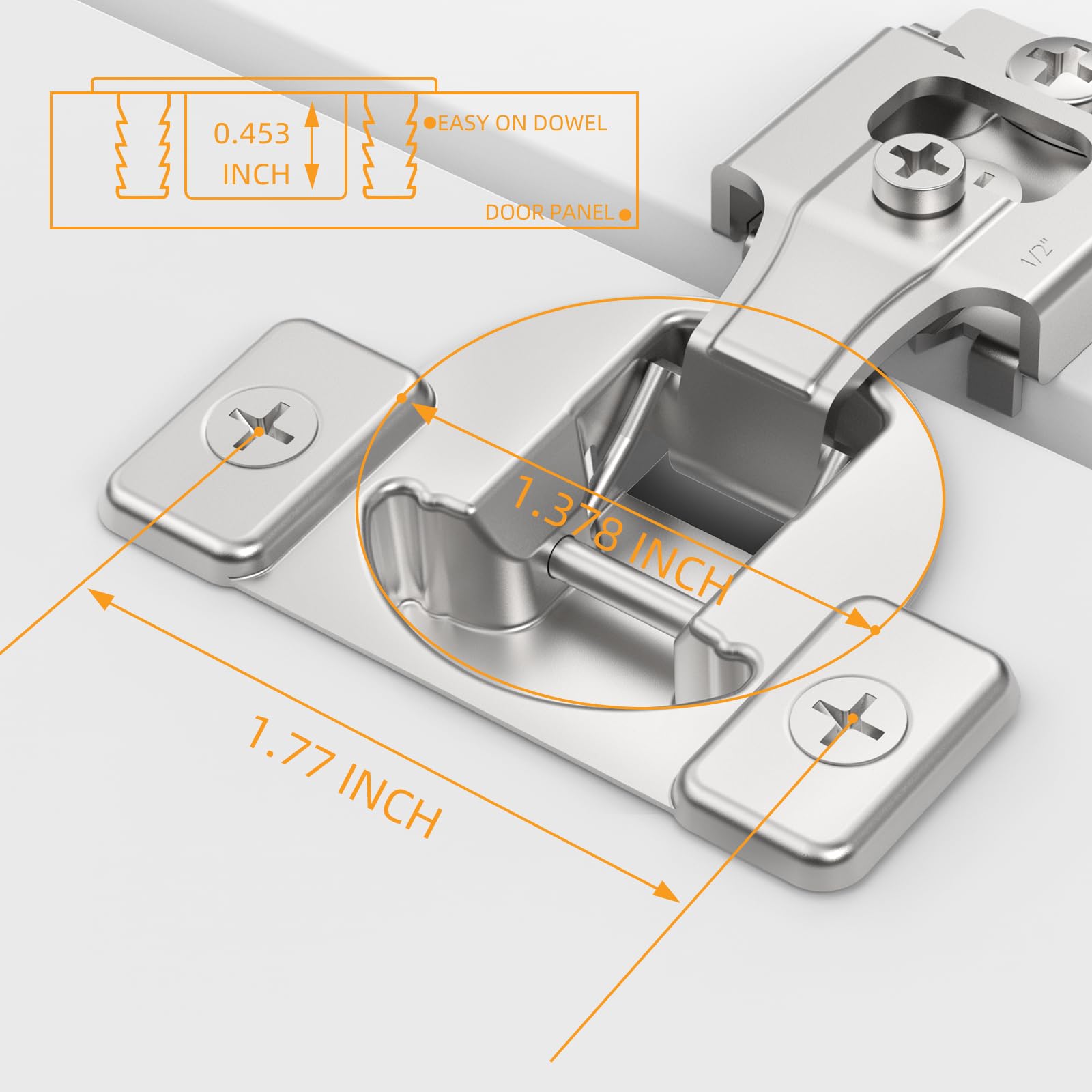 Snapklik.com : Non-Slow Close Regular Hinges, 1/2" Overlay Standard ...