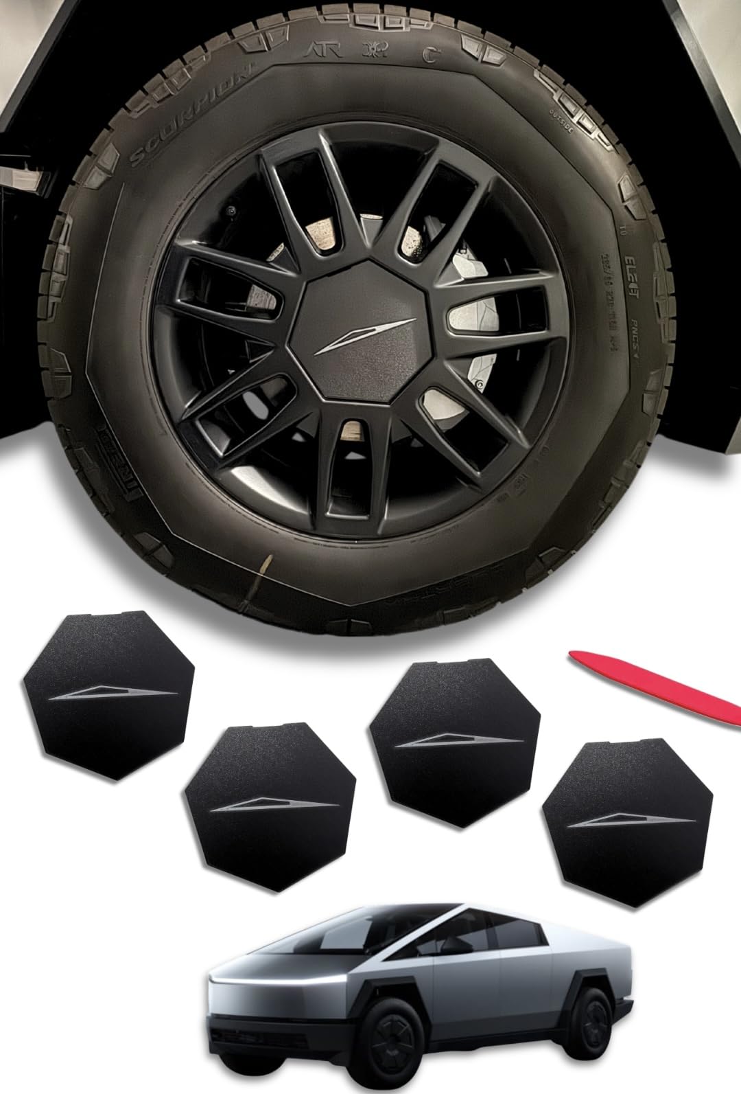 Amazon.com: Core Wheel Full Coverage Center Caps for Tesla Cybertruck ...
