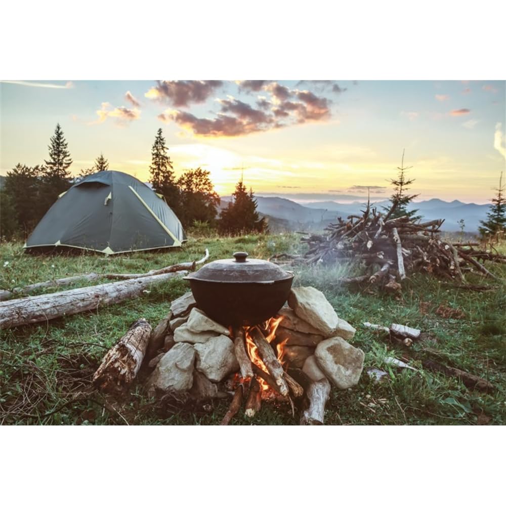 Camping Background Theme Forest Scene Camping Backdrop Supplies