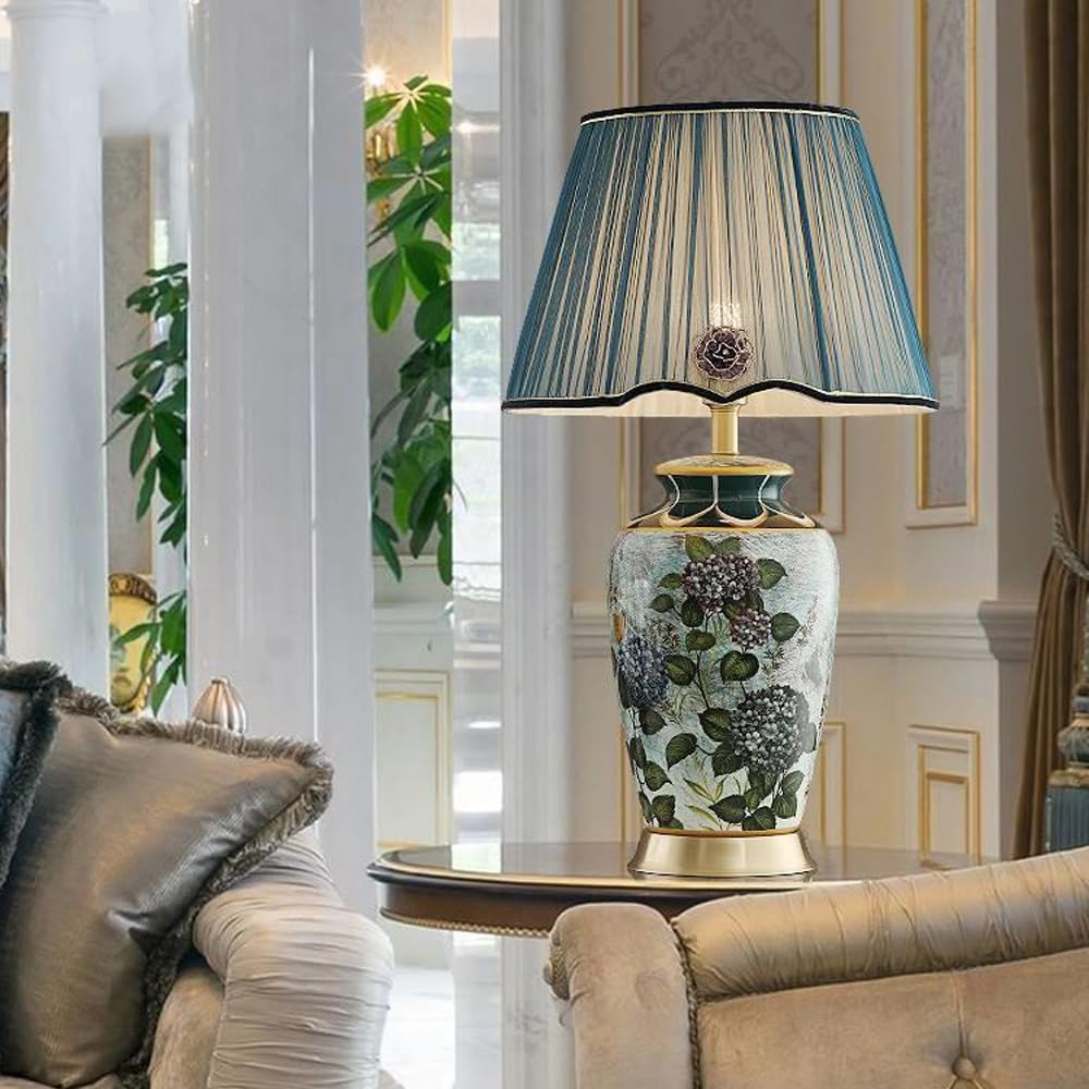Porcelain Lamps With Flowers Bedroom Bedside Lamp Living Room Study