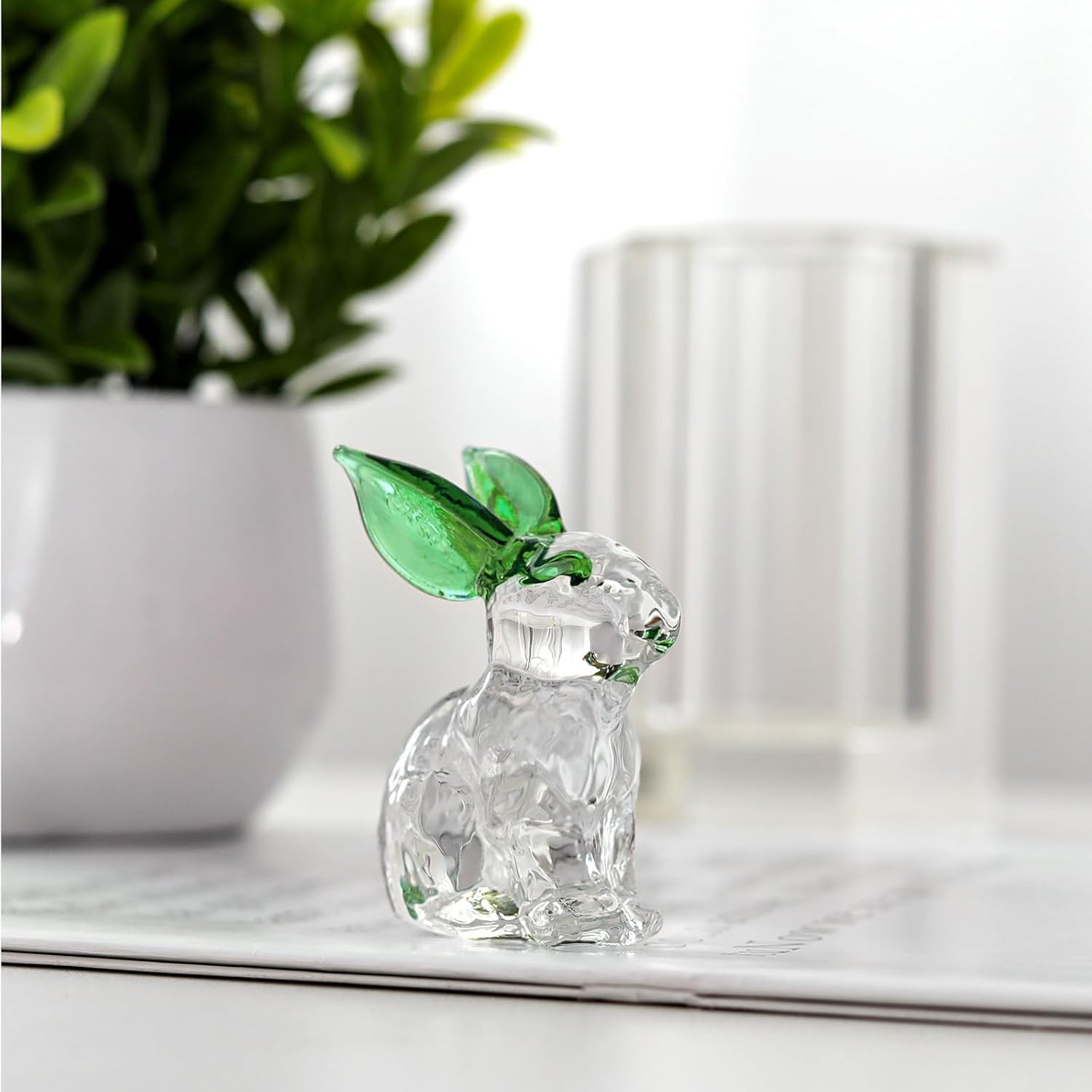 Amazon.com: LSHAI Crystal Bunny Animal Figurine,Collectible Glass ...