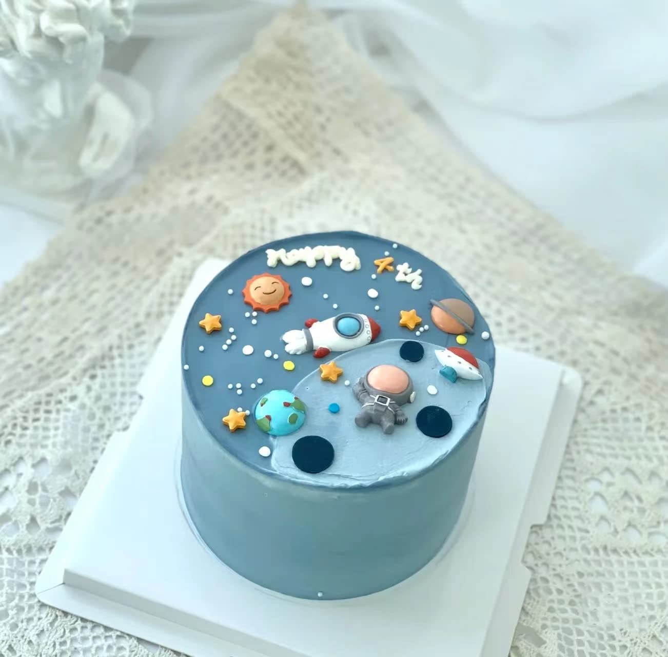 Snapklik.com : Mini Size Blue Space Cake Decoration First Trip Around ...