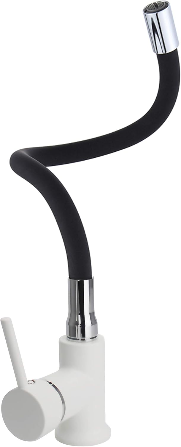 ATCO® Flamingo White/Black Kitchen Sink Tap Single Lever Mixer Tap ...