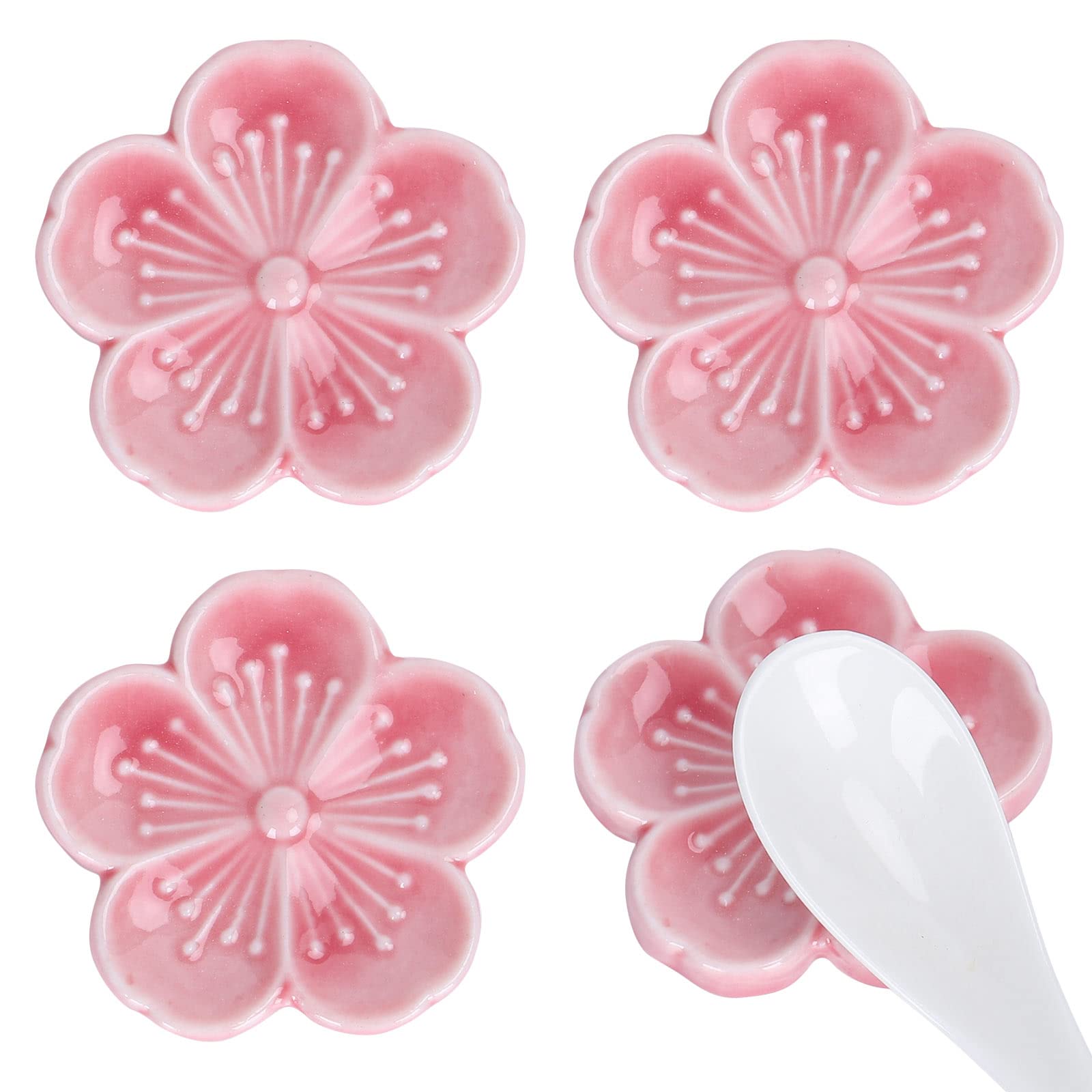 Amazon.com: Whaline 4 Pieces Flower Coffee Spoon Rest Pink Cherry ...