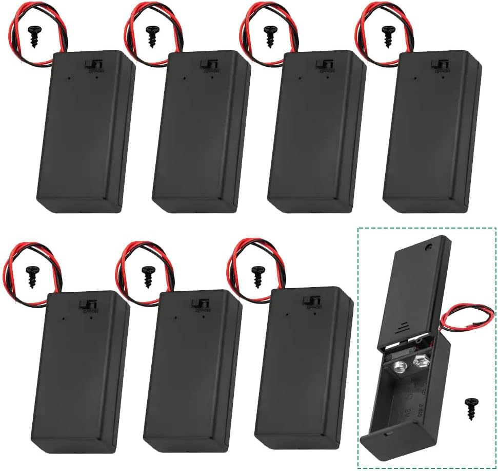 Amazon.com: LAMPVPATH (Pack of 2) 9v Battery Holder, 9 Volt Battery ...
