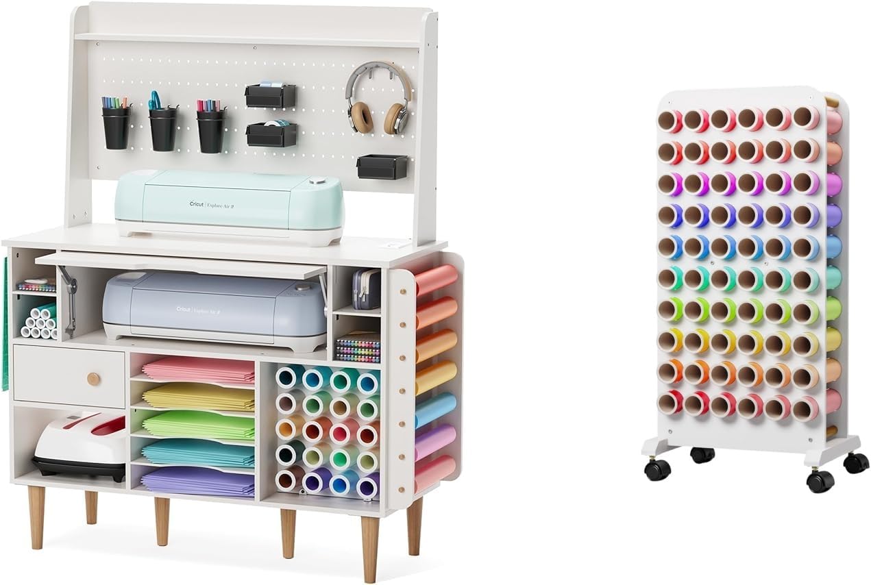 Amazon.com: Crafit Craft Cabinet Table and Mobile Vinyl Roll Holder ...