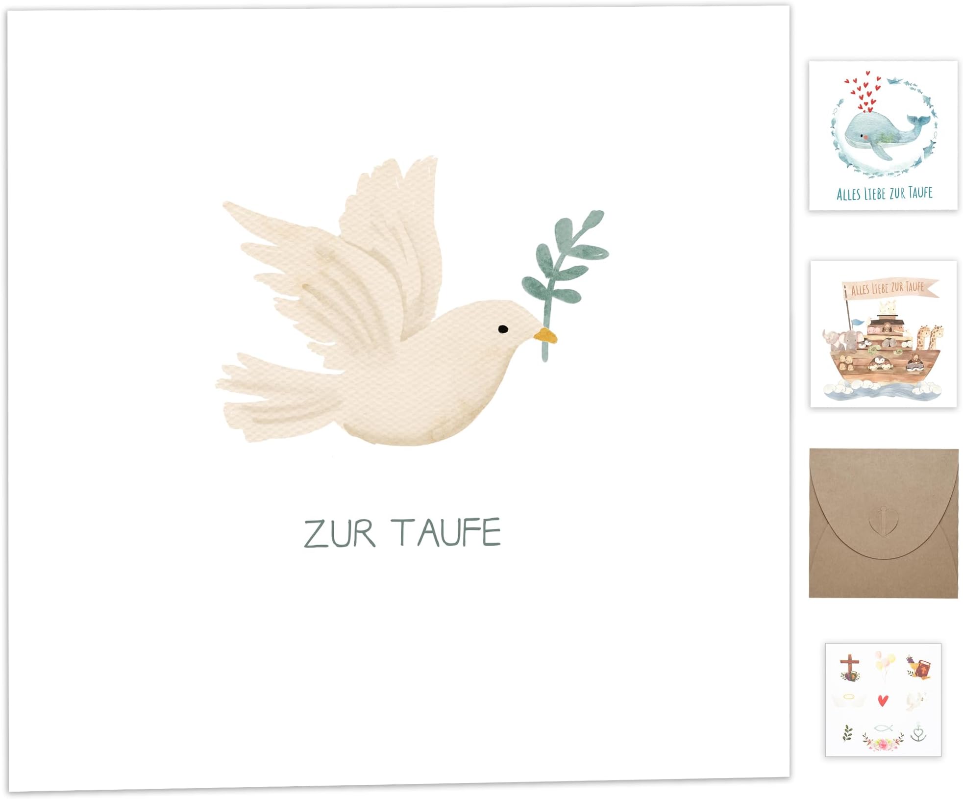 Karte Taufe mit Umschlag aus Kraftpapier,Taufgeschenke für Jungen ...