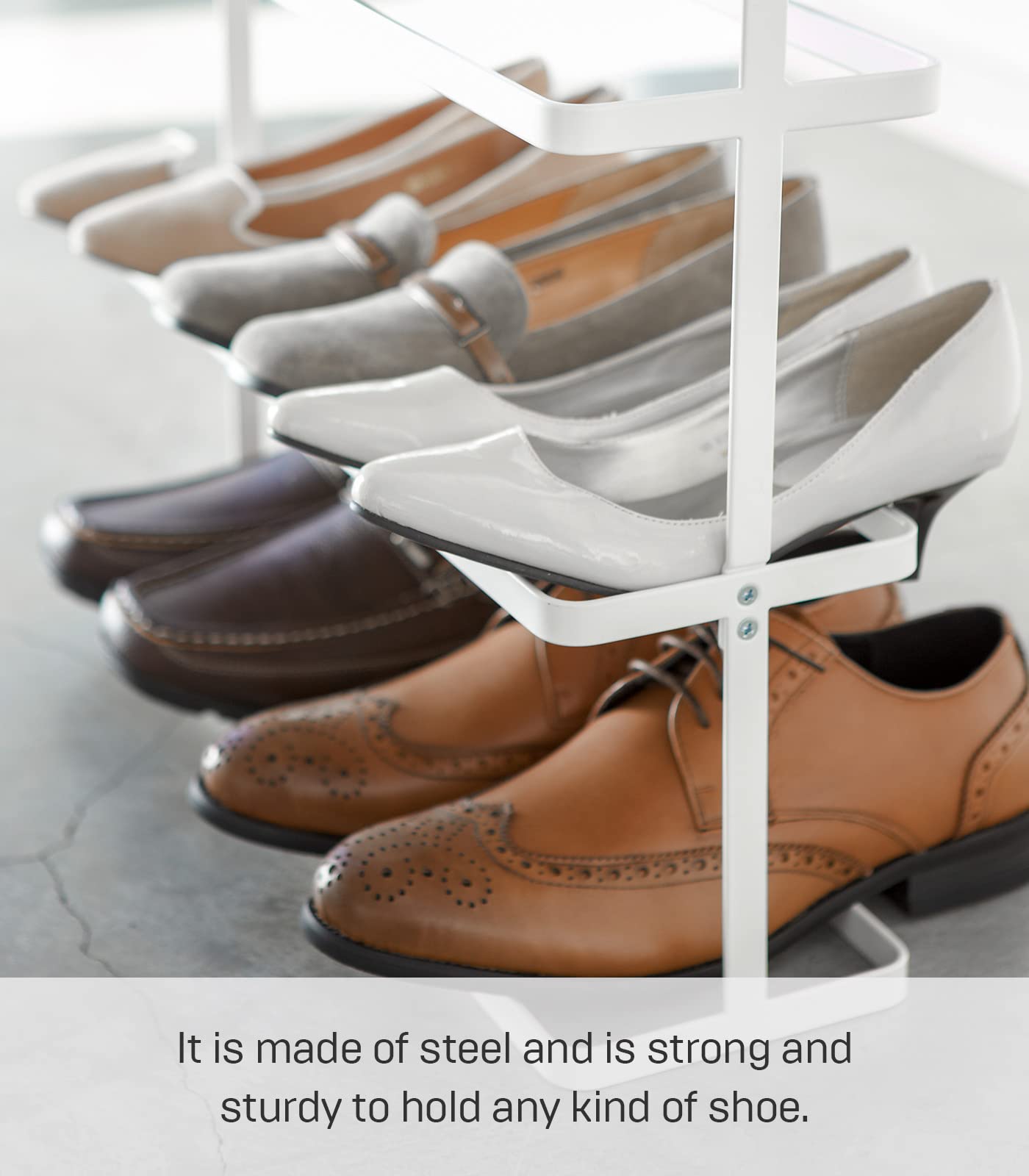 Snapklik.com : Yamazaki Home Compact Modern Metal Shoe Rack Steel Short ...