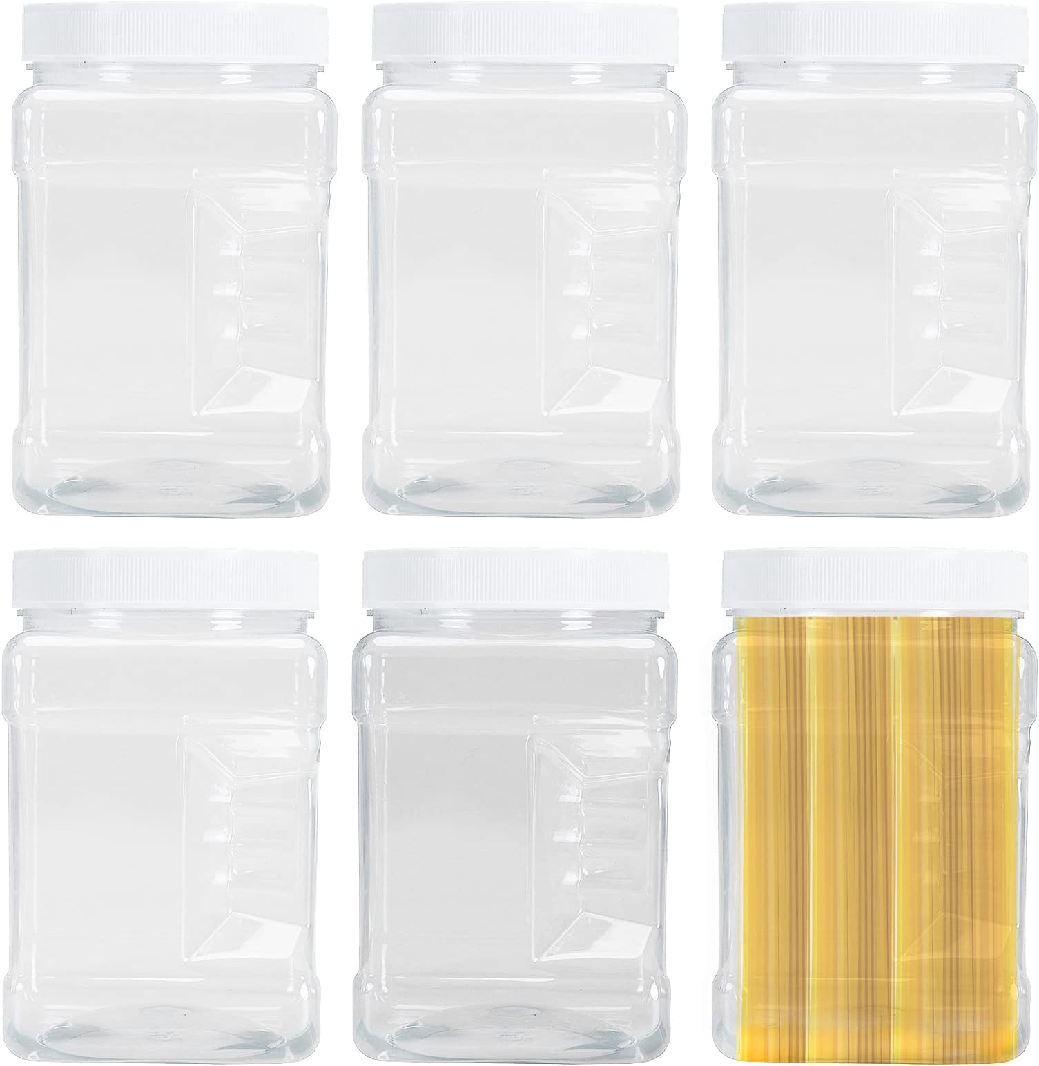 Amazon.com: 12 Pack Clear Plastic Storage Jars with Lids, 27 oz Square ...