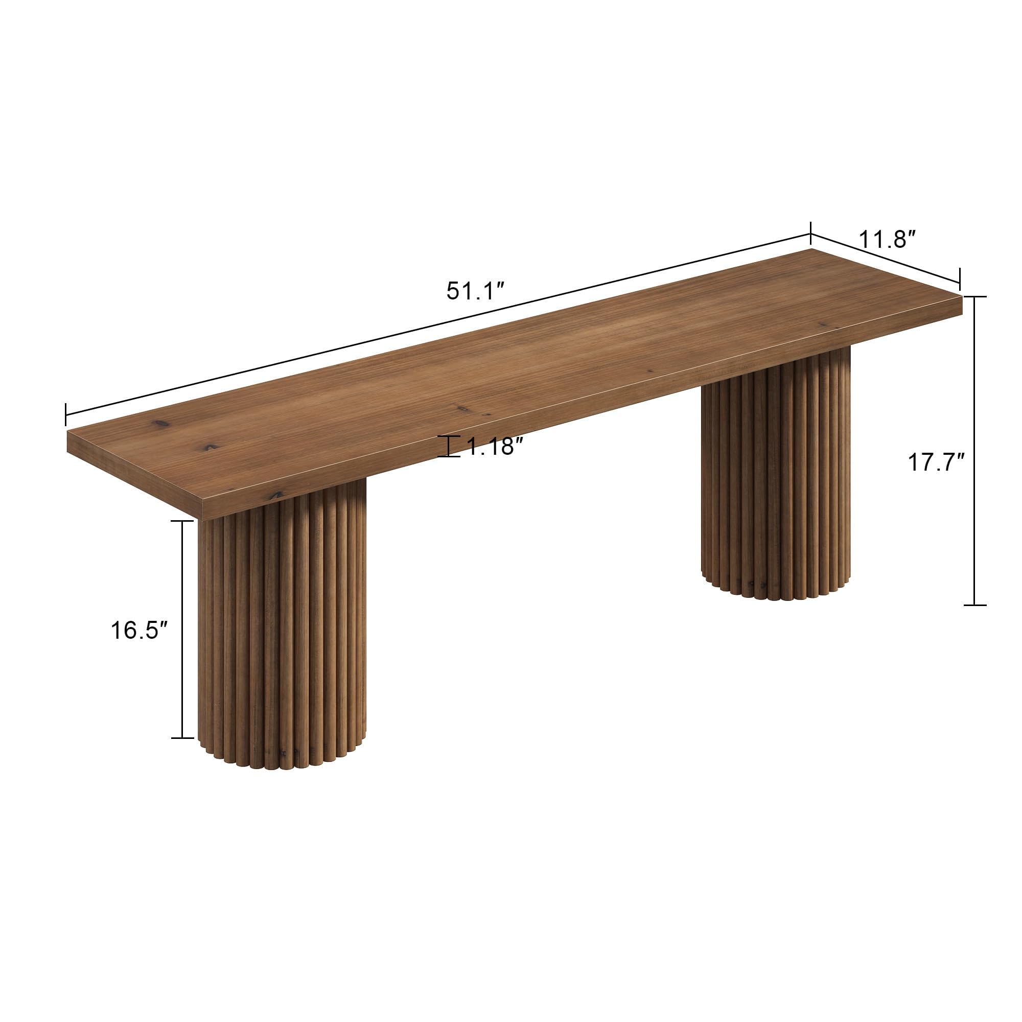 Snapklik.com : Farmhouse Long Wood Bench, 51" Solid Wood Bench Seat ...